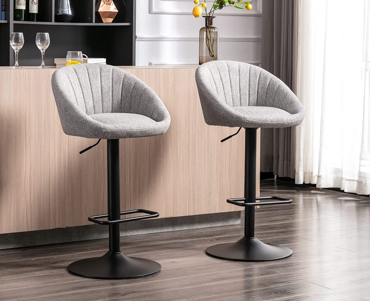 EALSON Adjustable Swivel Bar Stools Set of 2 Modern Counter Height ...
