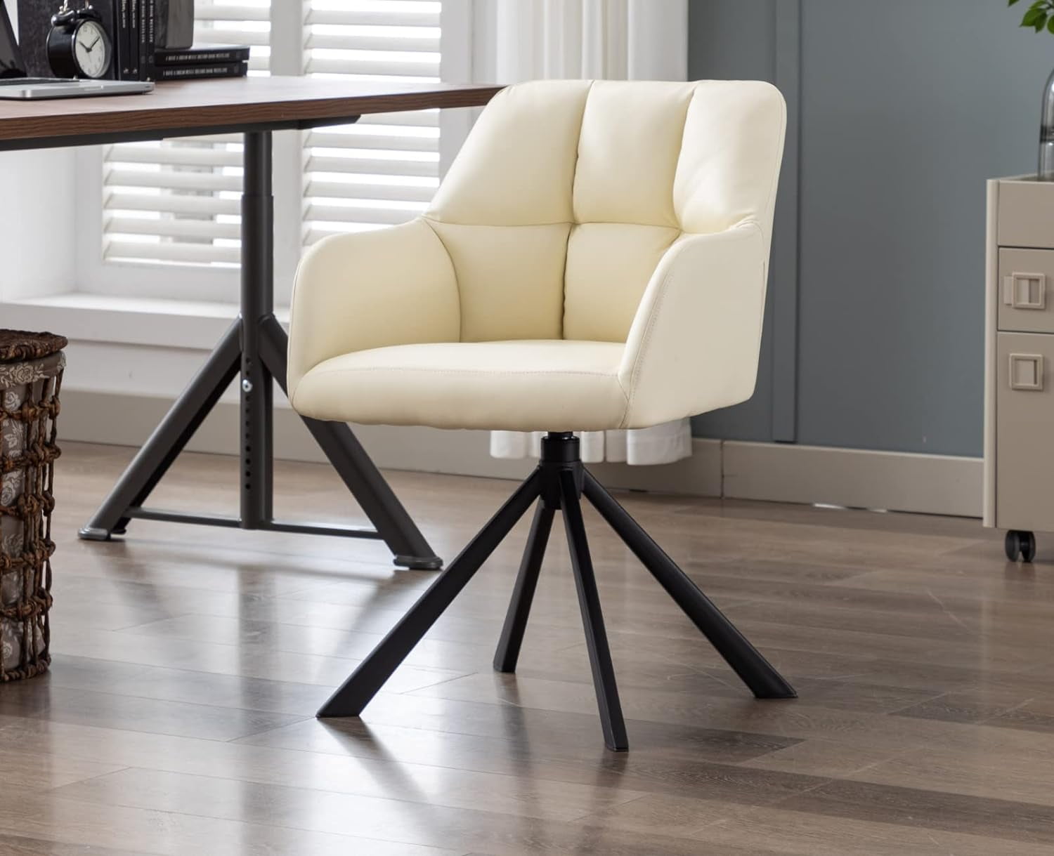 EALSON Comfy Leather Desk Chair Modern Computer Task Chair no Wheels ...