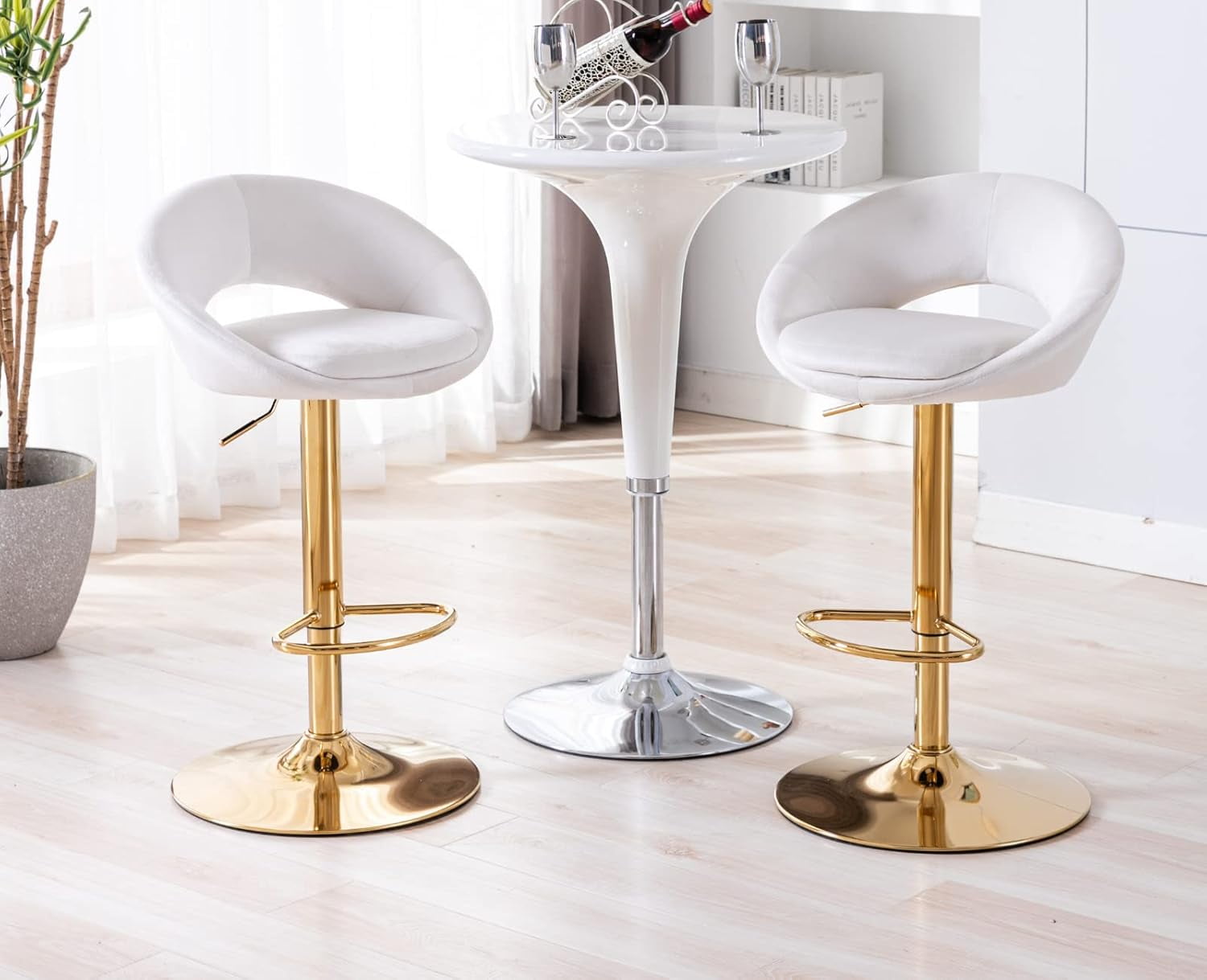 EALSON Counter Height Bar Stools Set of 2 Swivel Barstools with Low ...