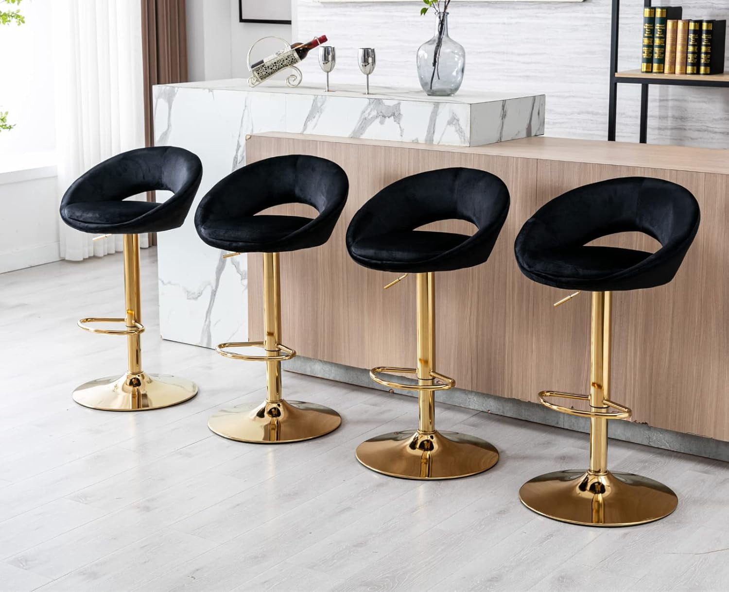 EALSON Counter Height Bar Stools Set of 4 Swivel Barstools with Low ...