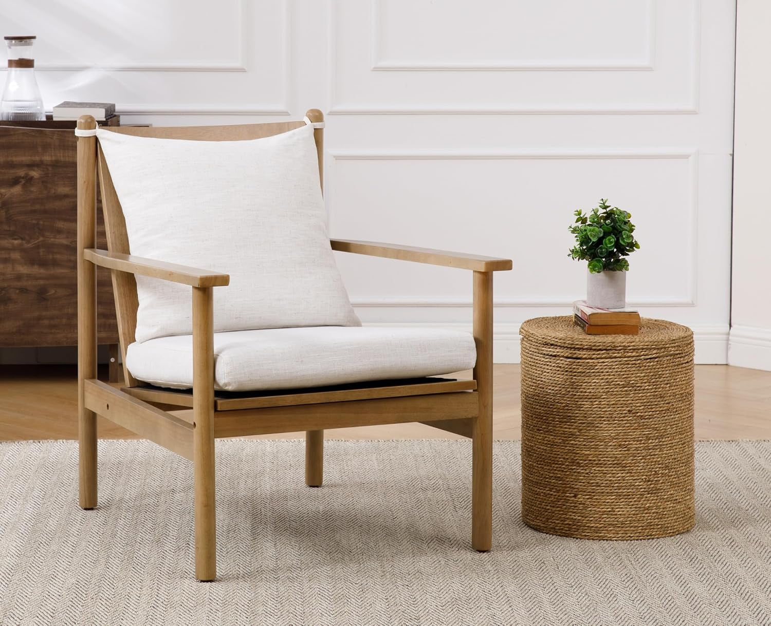 EALSON Mid Century Modern Accent Chair Arm Chair Cozy Linen Upholstered ...