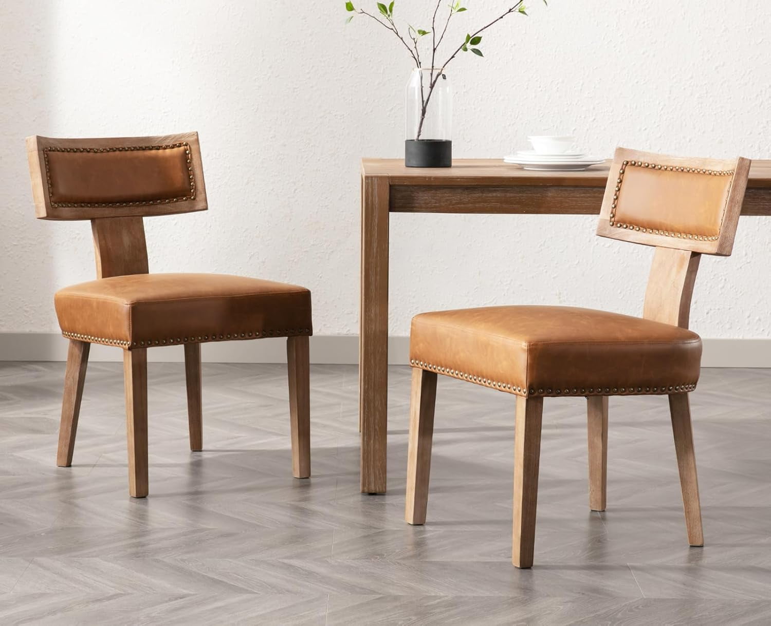 EALSON Mid Century Modern Dining Chairs Set of 2 Leather Upholstered ...