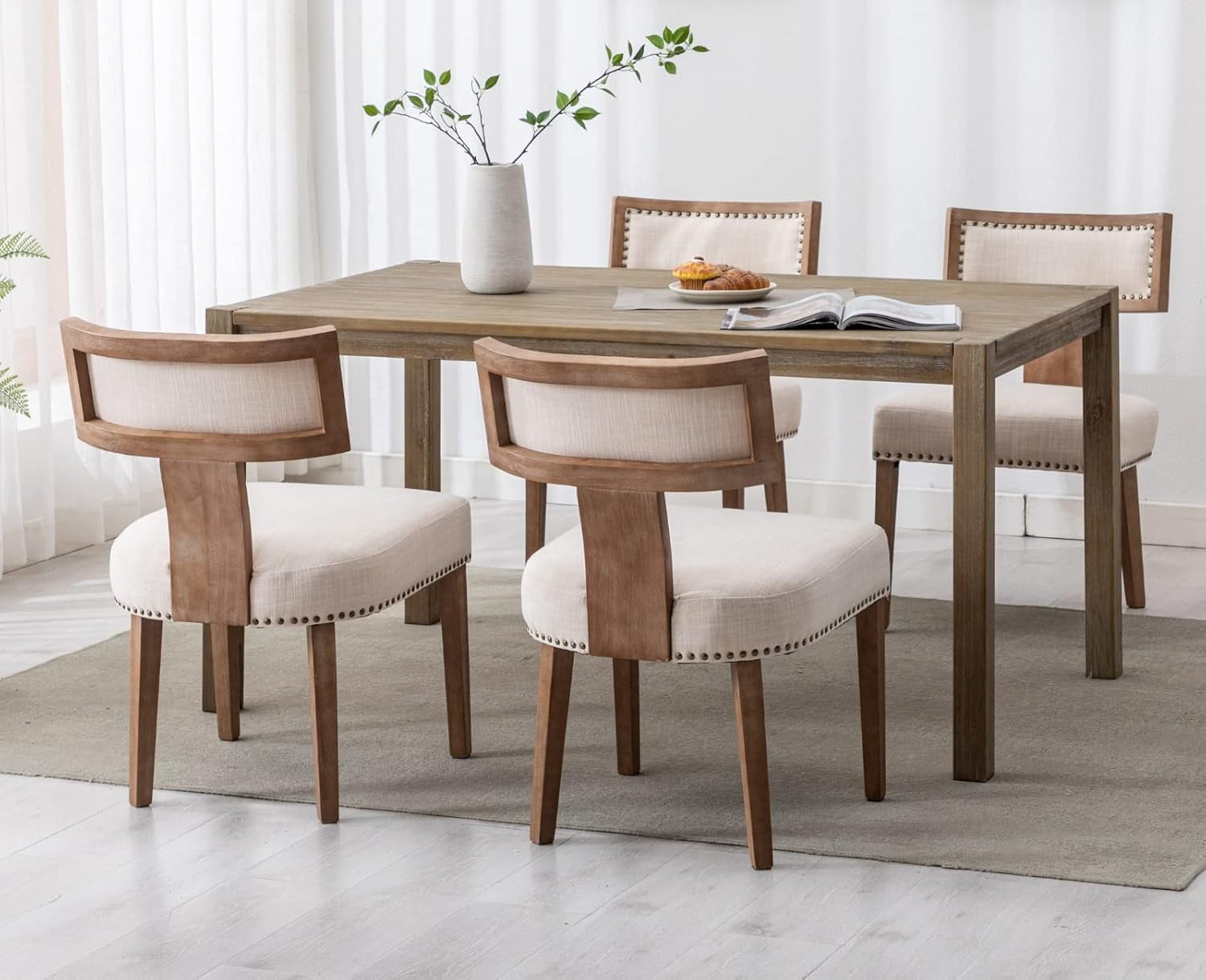 EALSON Mid Century Modern Dining Chairs Set of 2 Leather Upholstered ...