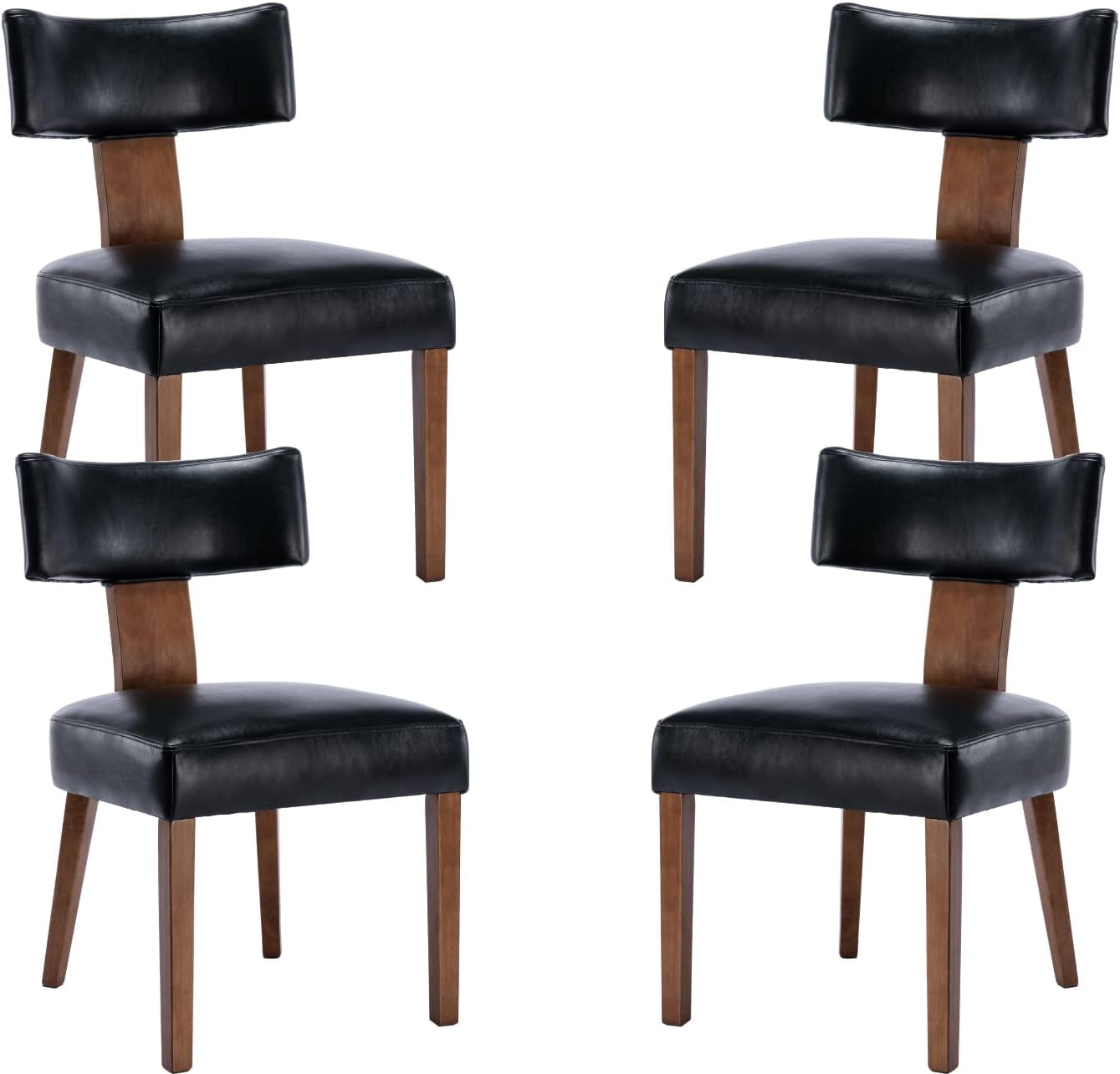 EALSON Mid Century Modern Dining Chairs Set of 2 Leather Upholstered ...