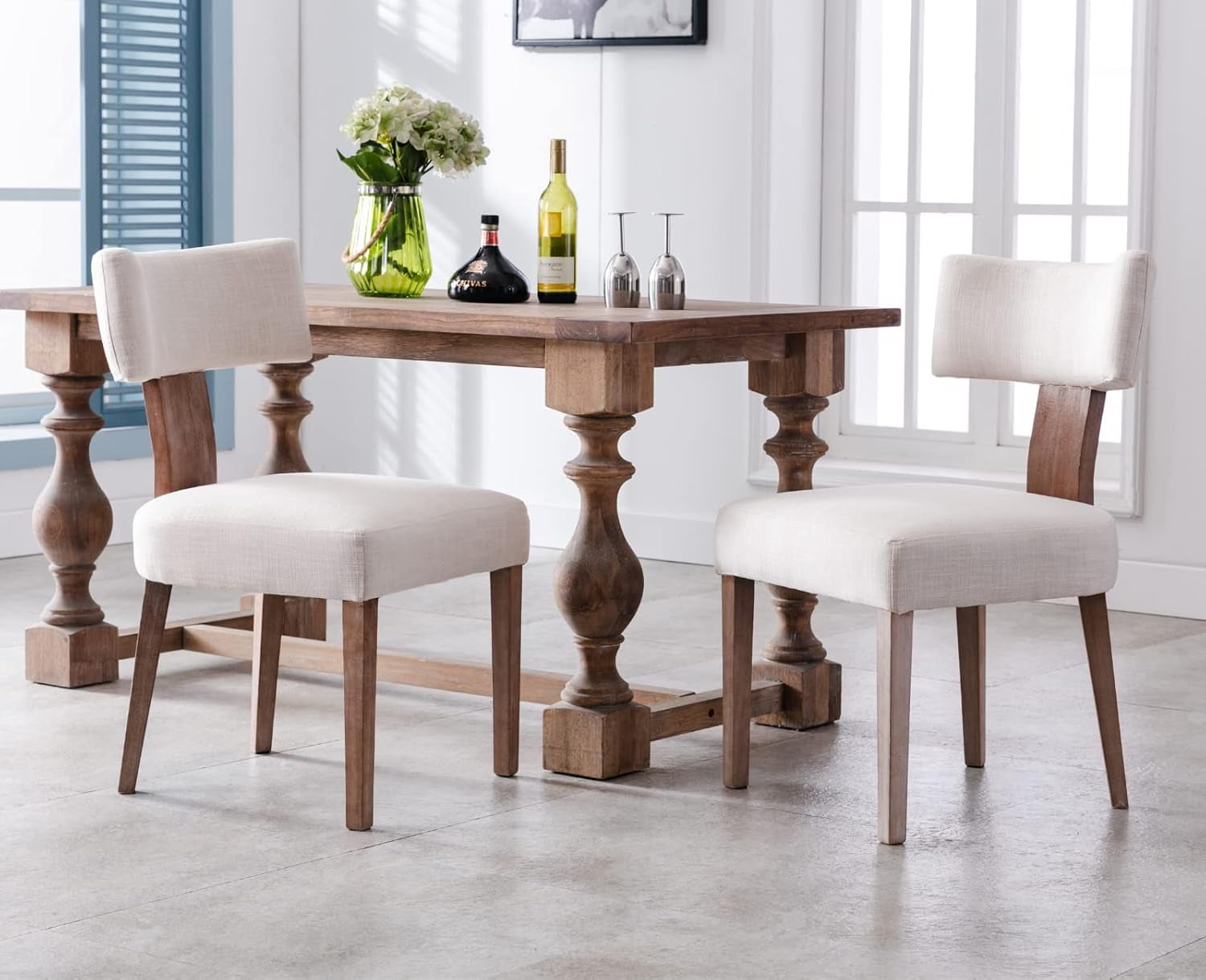 EALSON Mid Century Modern Dining Chairs Set of 2 Leather Upholstered ...