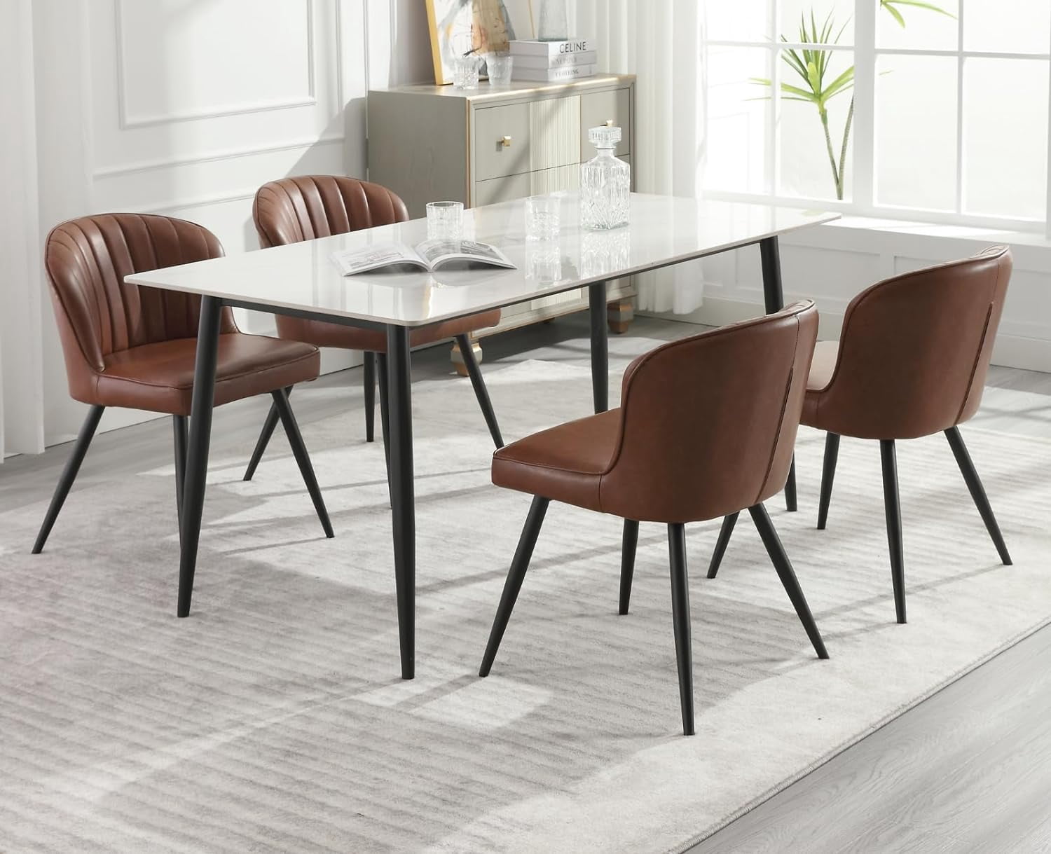 EALSON Modern Dining Chairs Set of 2 Velvet Upholstered Accent Dining ...