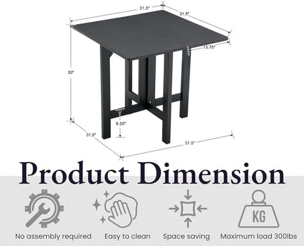 EALSON Square Folding Table Small Wood Dining Table Foldable Card Table ...