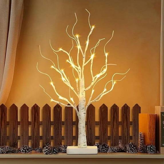 EAMBRITE Birch Tree with Led Lights, White Christmas Tree, Lighted Mini ...