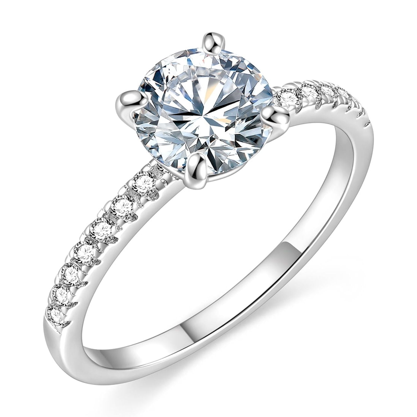 EAMTI 1.25CT 925 Sterling Silver Engagement Ring, Round Cut CZ Wedding ...