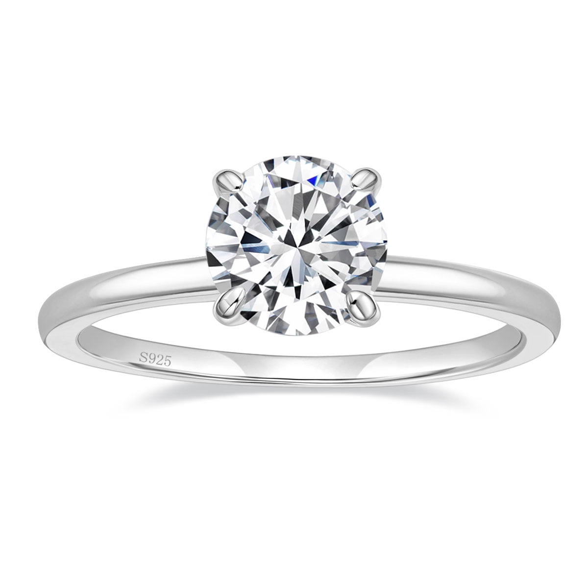 Monkton 925 Sterling Silver Engagement Rings for Women1.5CT Round Cut Solitaire Cubic Zirconia ...