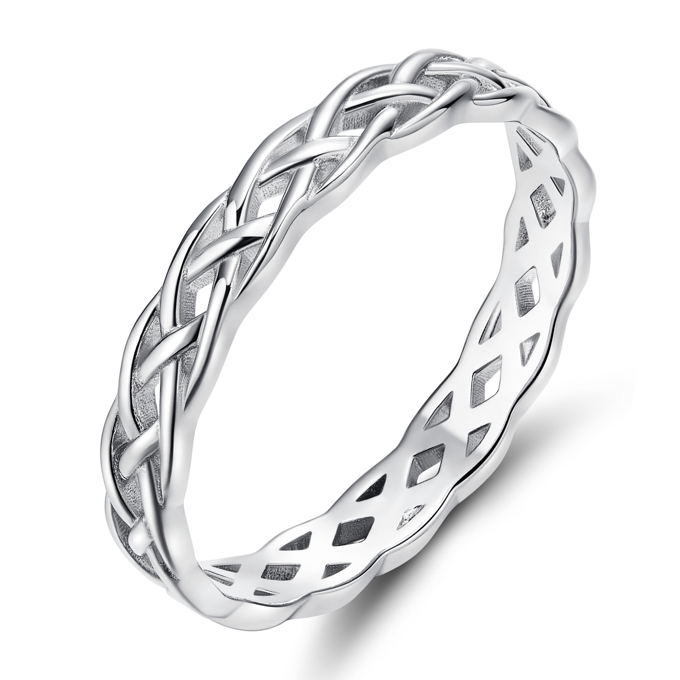 EAMTI Celtic Knot 925 Sterling Silver Wedding Ring, 4mm Width, Size 4 ...