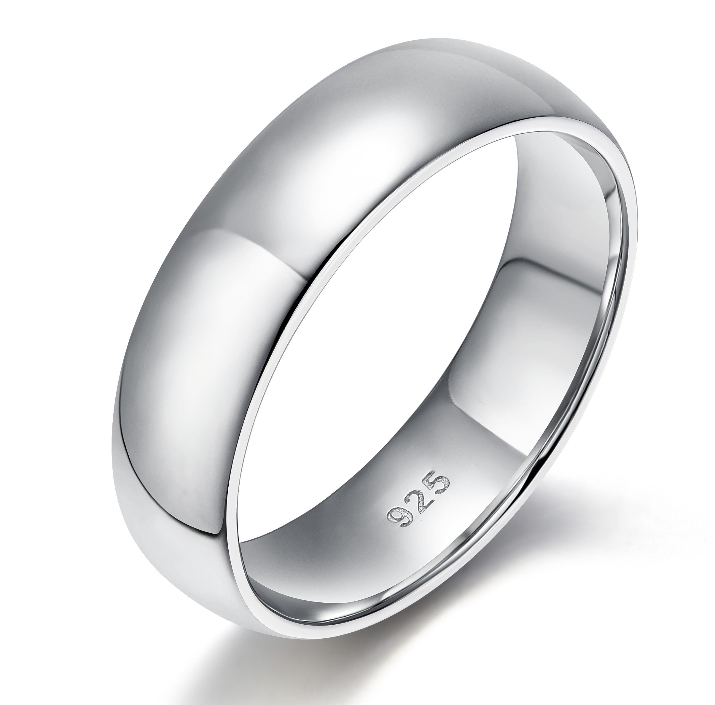 EAMTI High Polish Plain Dome Wedding Rings, 925 Sterling Silver ...
