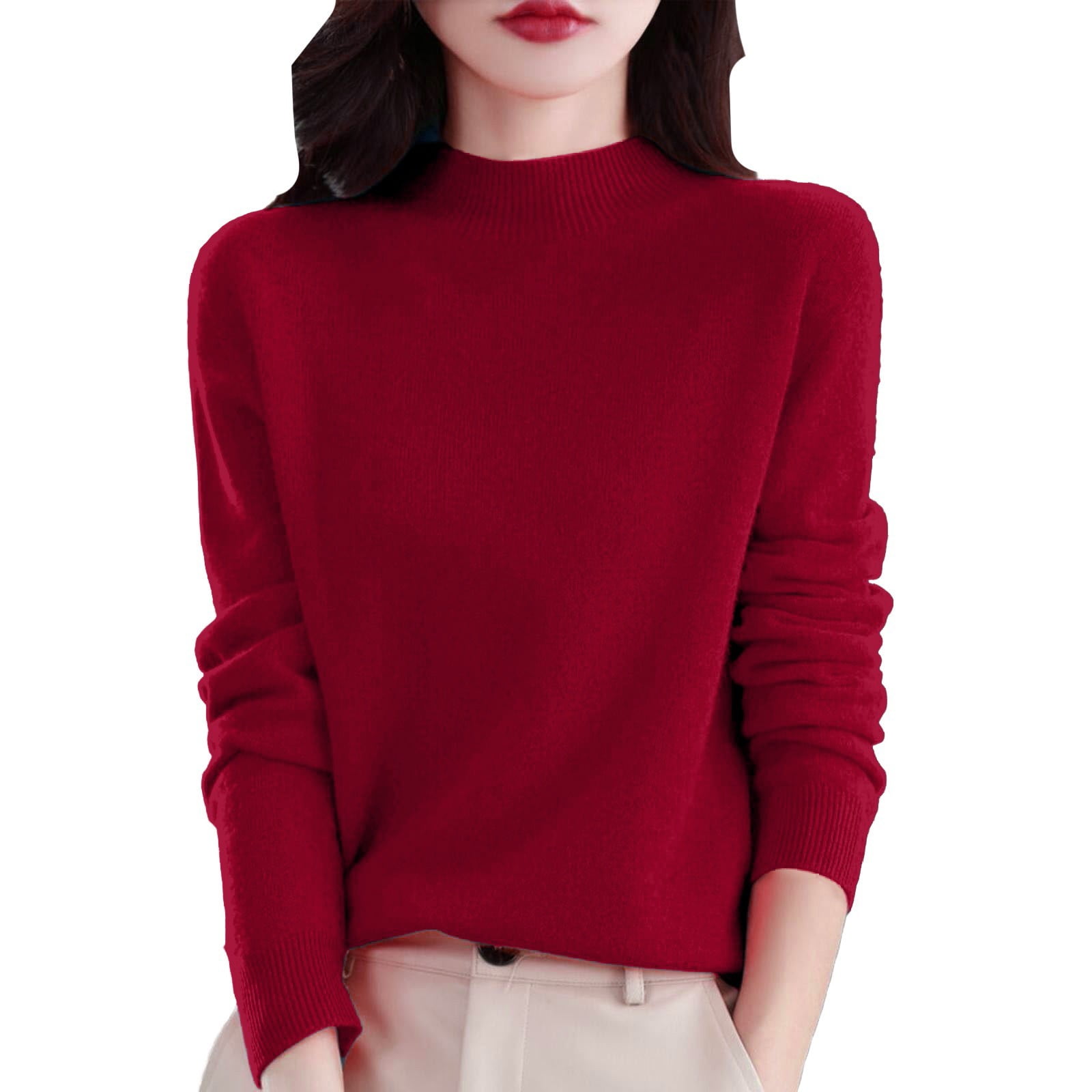 EANJE 100% Merino Wool Sweaters for Women, 100% Cashmeres Mock Neck ...
