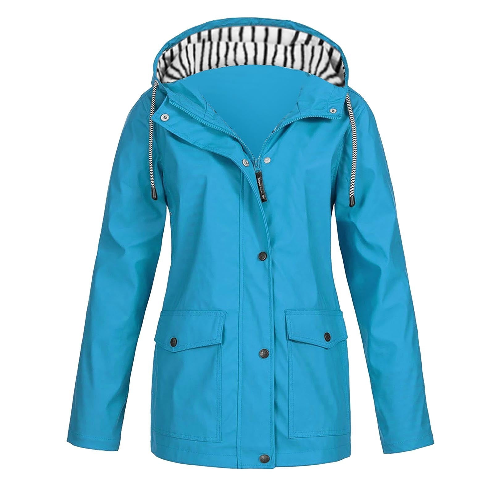 EANJE 2025 Womens Raincoat Fall Fashion Fit Waterproof Dressy Zip up ...