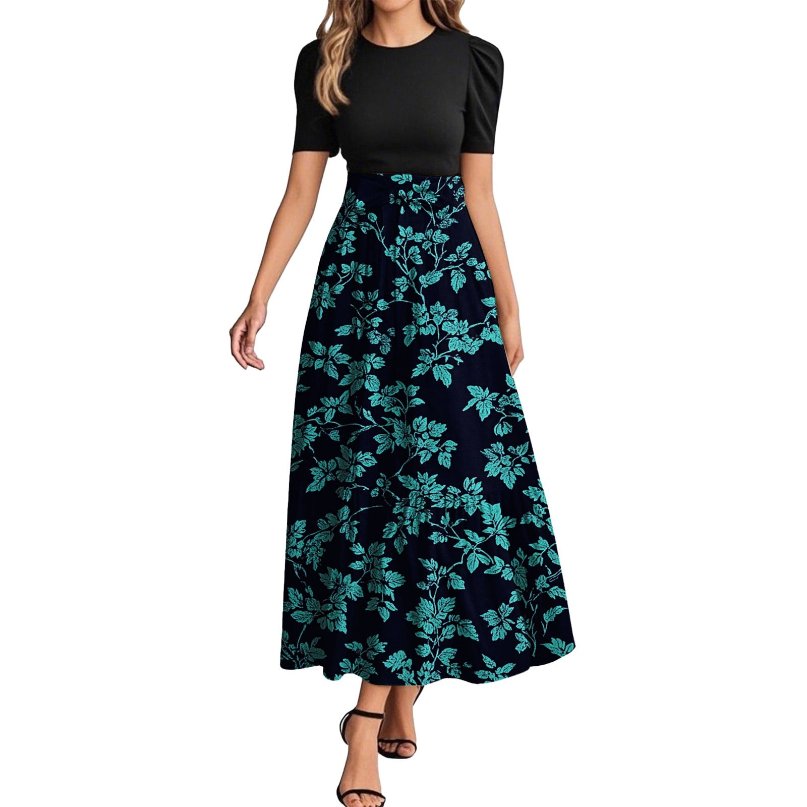 EANJE Dresses for Women 2025 Short Sleeve Floral Print Cute Teacher ...