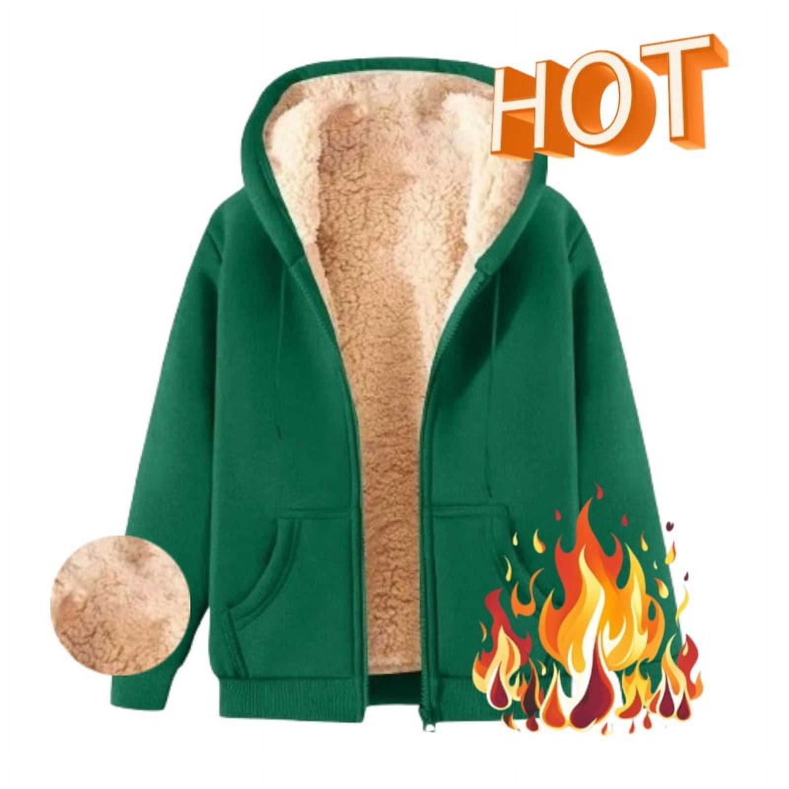 EANJE Fleece Jacket Women Long Sleeve Full Coat Casual Solid Color ...