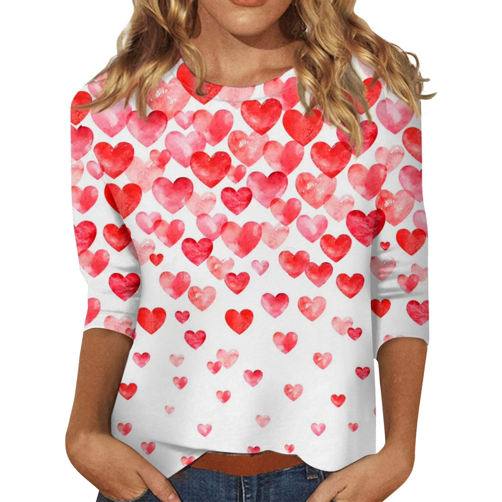 EANJE Ladies Tops and Blouses Casual Plus Size Tunic T Shirts Crew Neck ...