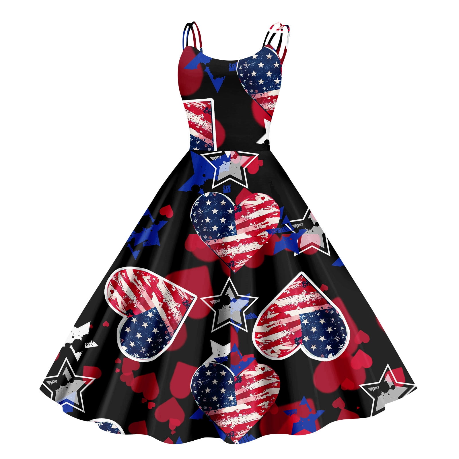 EANJE Patriotic Vintage 4th Of July Dress for Women American Flag Print ...