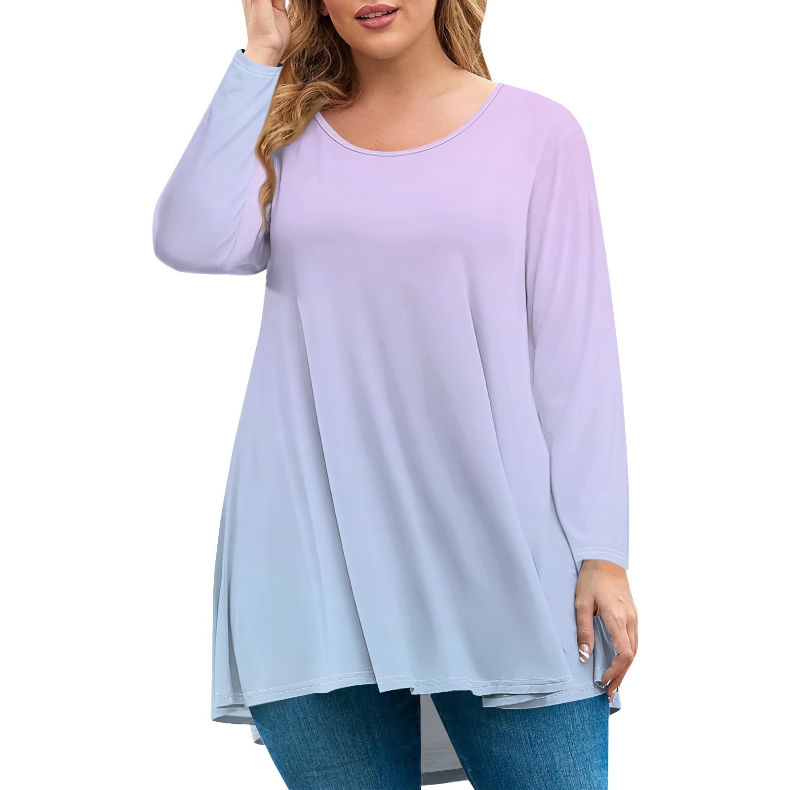 EANJE Plus Size Fall Outfits Clearance Half Sleeve Round Neck Shirts ...