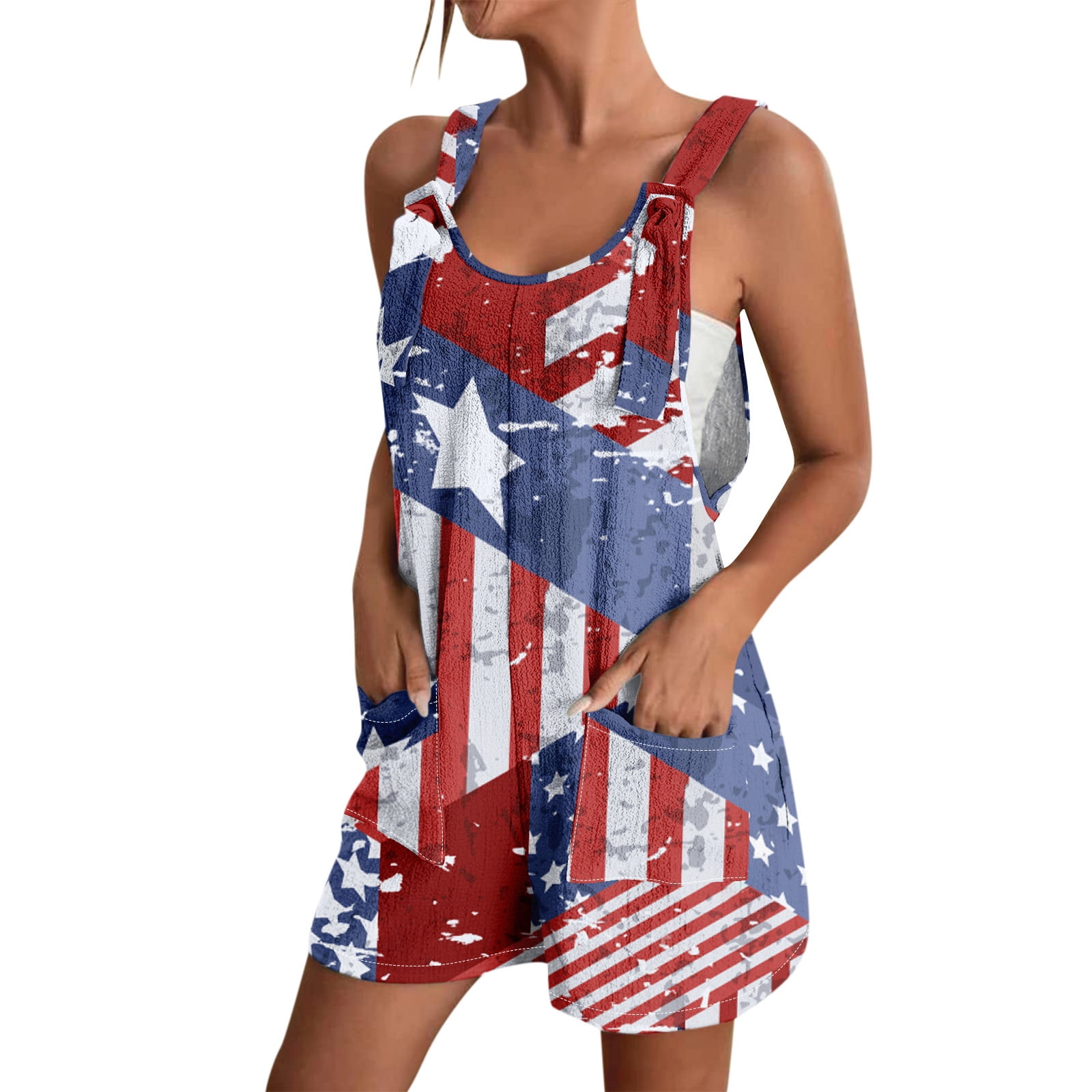 EANJE Rompers for Women 2025 4th Of July Plus Size Adjustable Strap ...