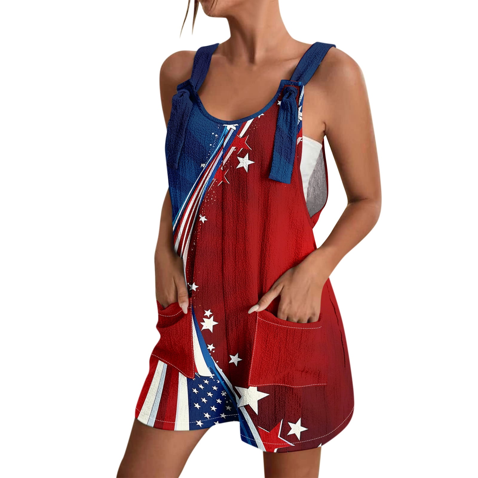 EANJE Short Rompers for Women Independence Day 4th Of July Wide Leg ...