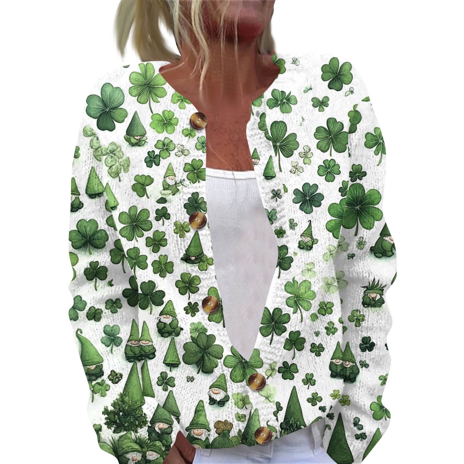 EANJE St patricks day Cardigan Sweaters for Women Long Sleeve Oversized ...