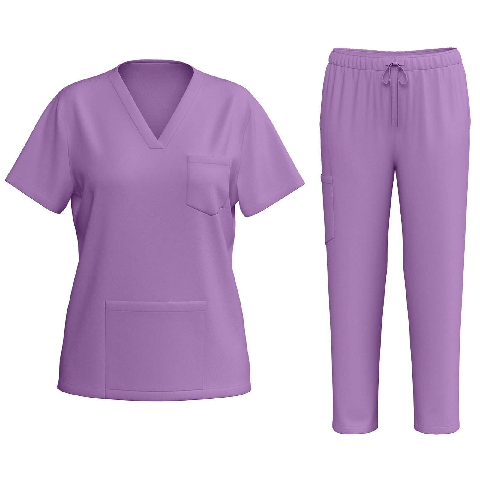 EANJE Womens Scrubs Plus Size Medical Uniforms Stretchy V-Neck Scrub ...