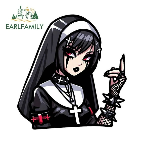 EAREARLFAMILY 5.1" Gothic Nun Tattoos Car Stickers Artistic Personality ...