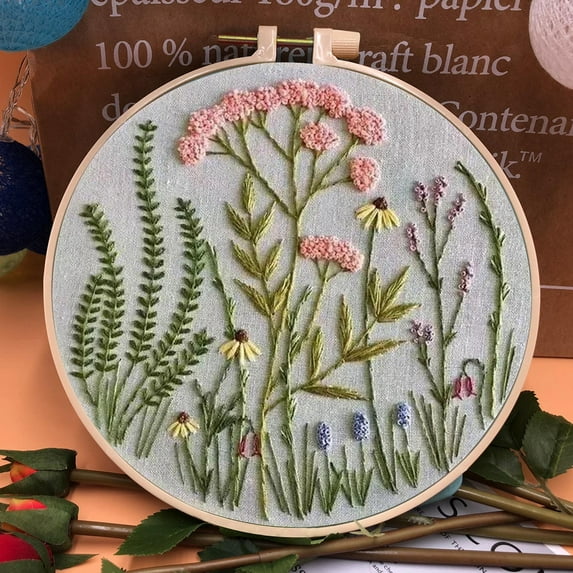 EARKITY Beginner's Embroidery Flower Kit,Beginner Hand Embroidery 0 ...