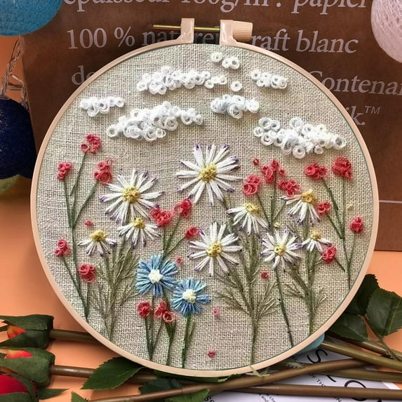 EARKITY Beginner's Embroidery Flower Kit,Beginner Hand Embroidery 0 ...
