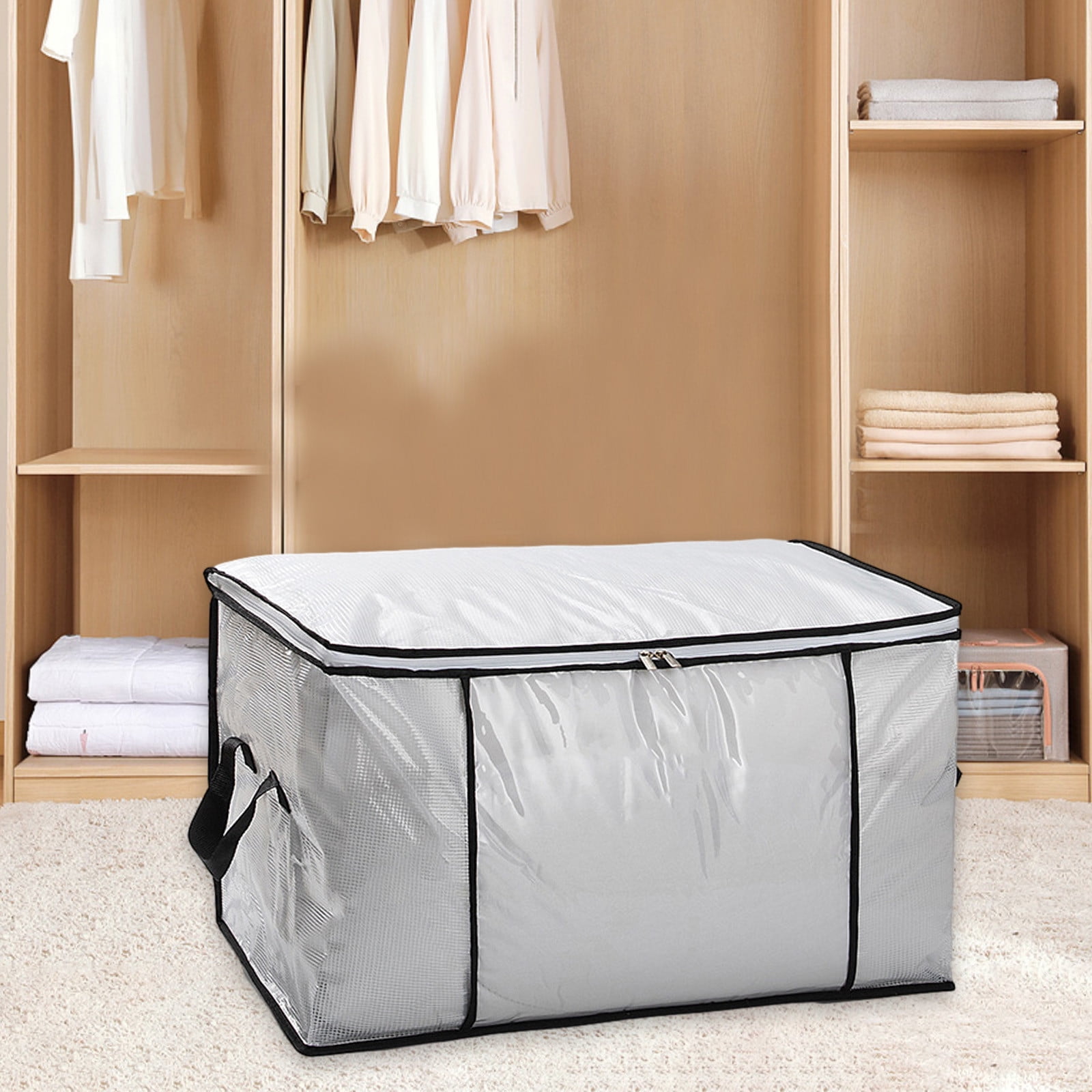 EARKITY Clear Zippered Storage Bags, Plastic Clothes Containers, Fabric ...