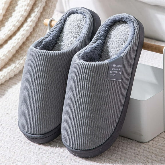 CHENge Women Men Plush Soft Slippers Winter Warm Slip On House Shoes ...
