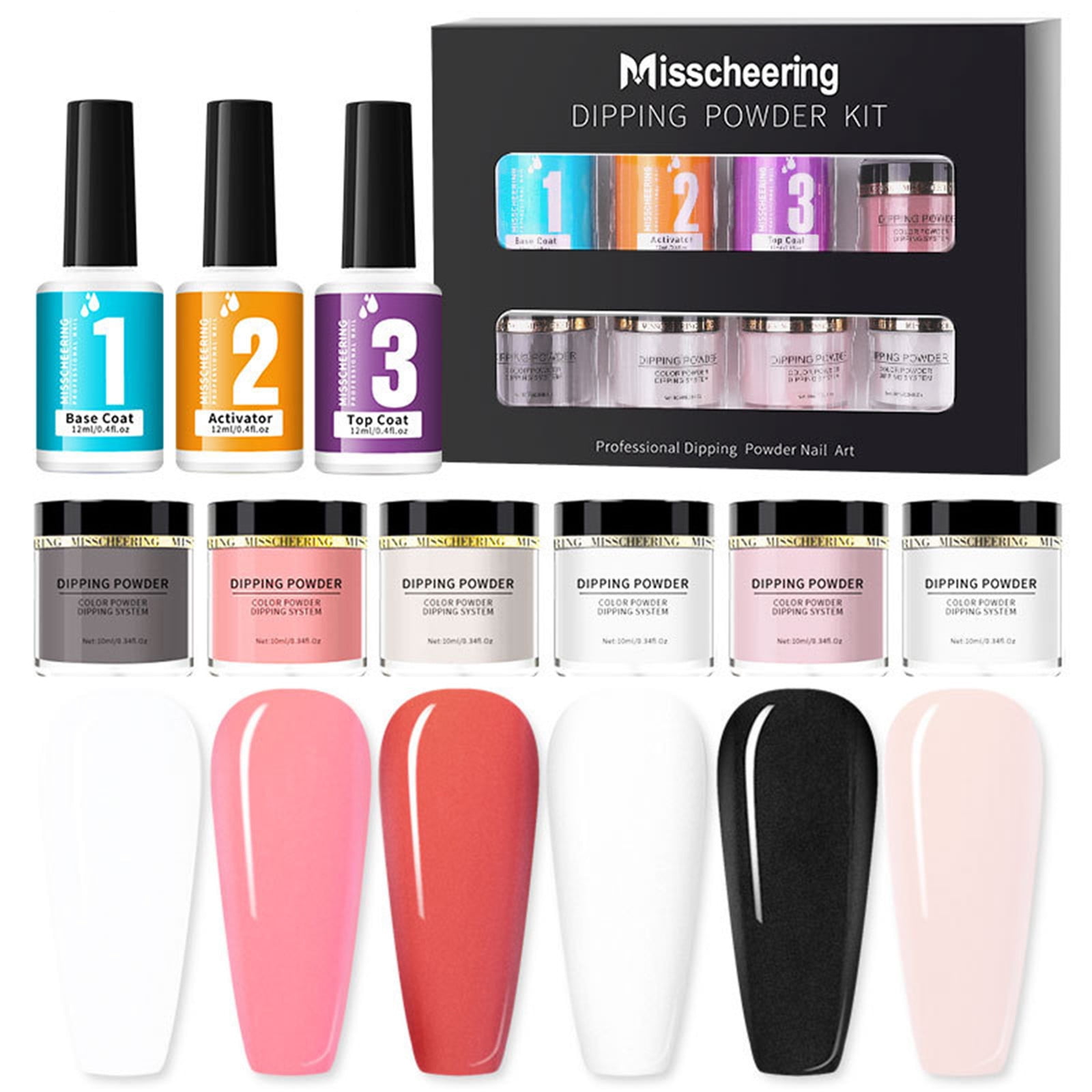 EARKITY Dip Powder Liquid Set, Activator Base Top Coat and Dipping ...