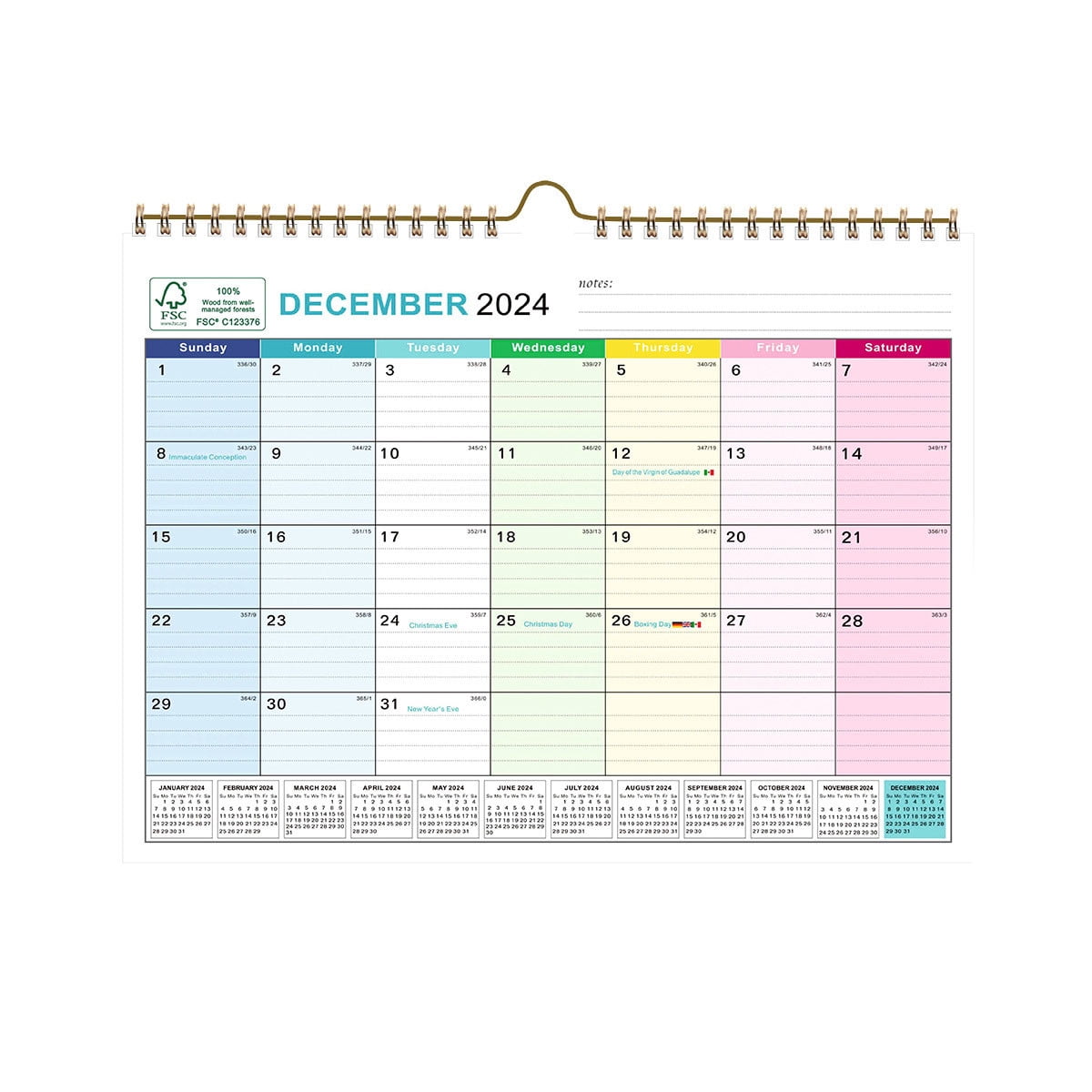 EARKITY FSC Paper Wall Calendar Sturdy Double Wire Binding Large Daily ...