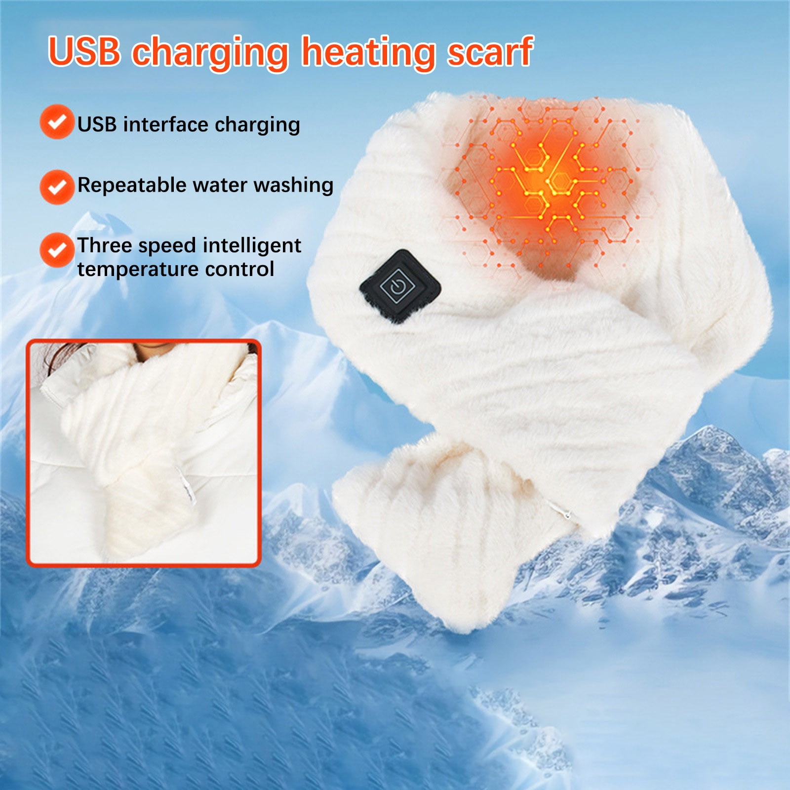 EARKITY Heated Scarf, Neck Warmer, Electric Heated Scarf, USB Warm ...