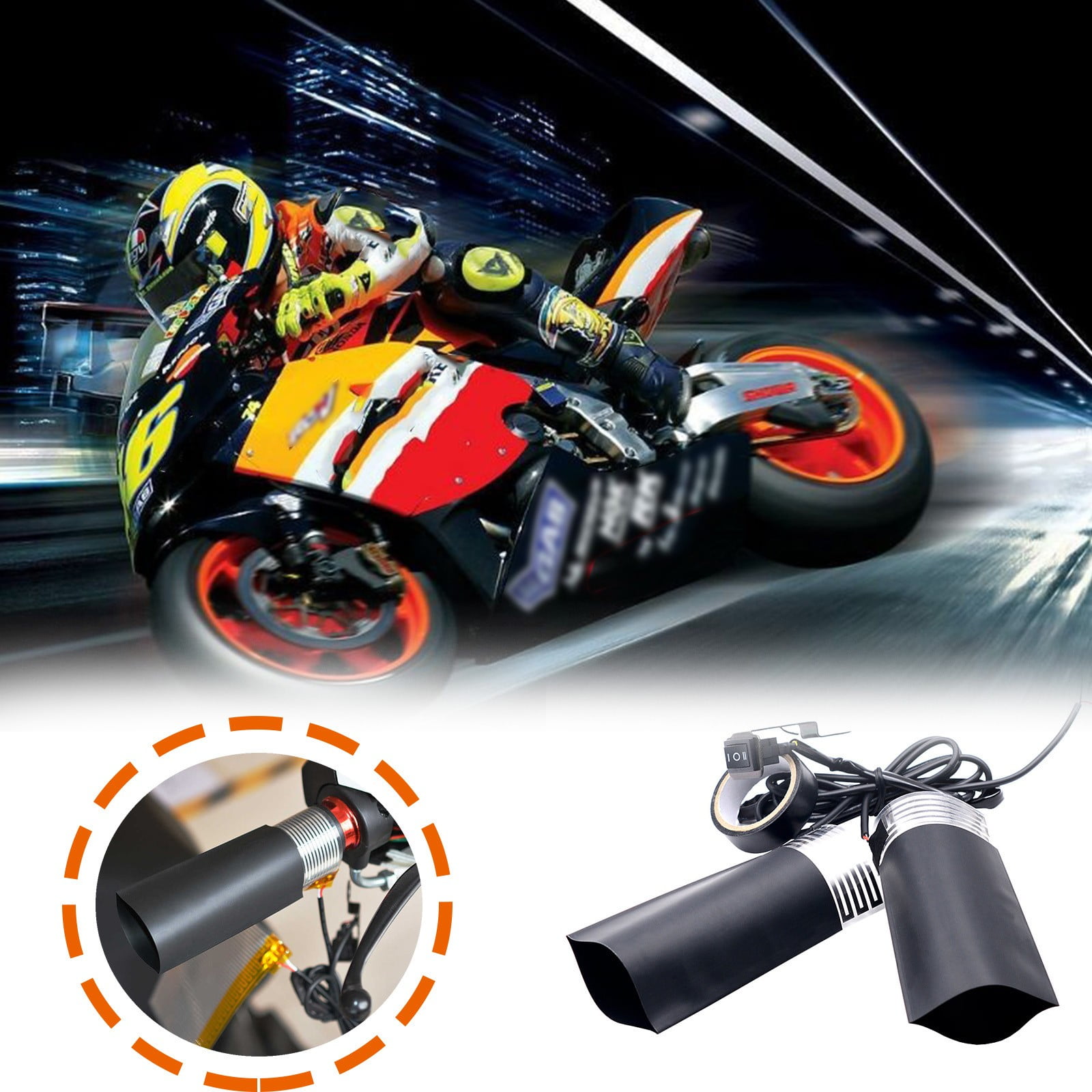 EARKITY Motorcycle Heated Grips Cover Pad, Universal 12V Handlebar ...