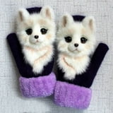 EARKITY Winter Gloves, Cute Animal Mittens, Hand-Knitted Pet Gloves ...