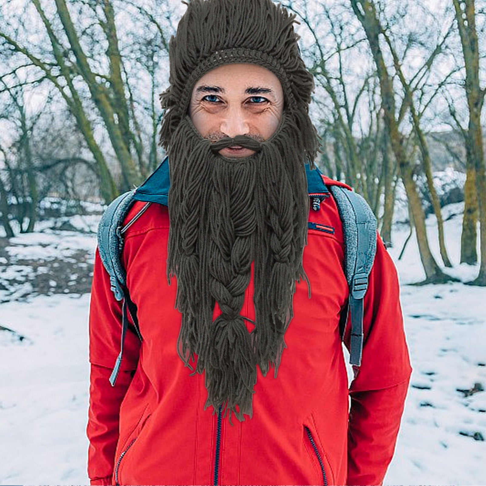 EARKITY Winter Hats, Wig Beard Hats, Handmade Knit Warm Winter Caps ...