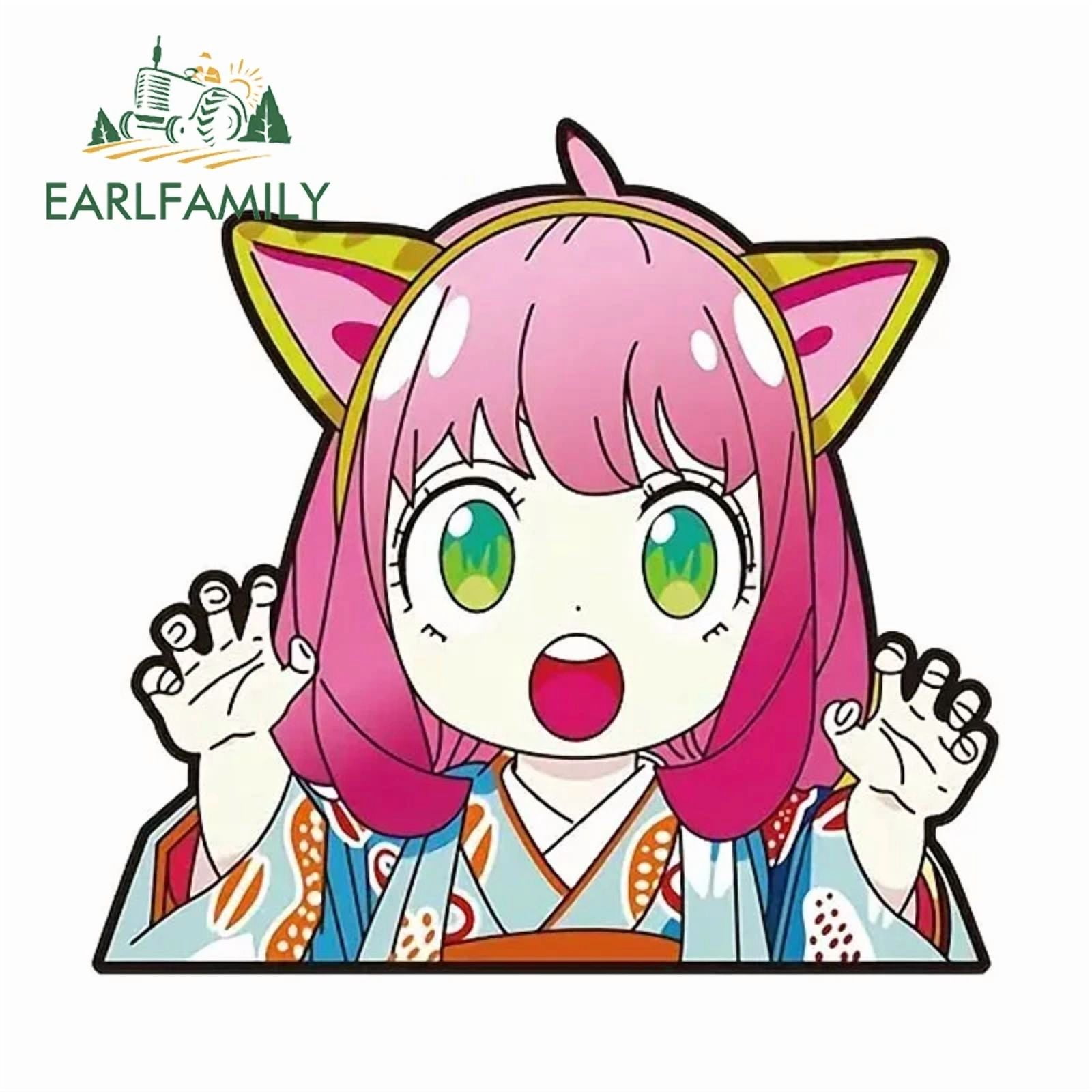 EARLFAMILY 5.1" Anya Wear Kimono Peek Car Sticker Windshield Cute Anime ...