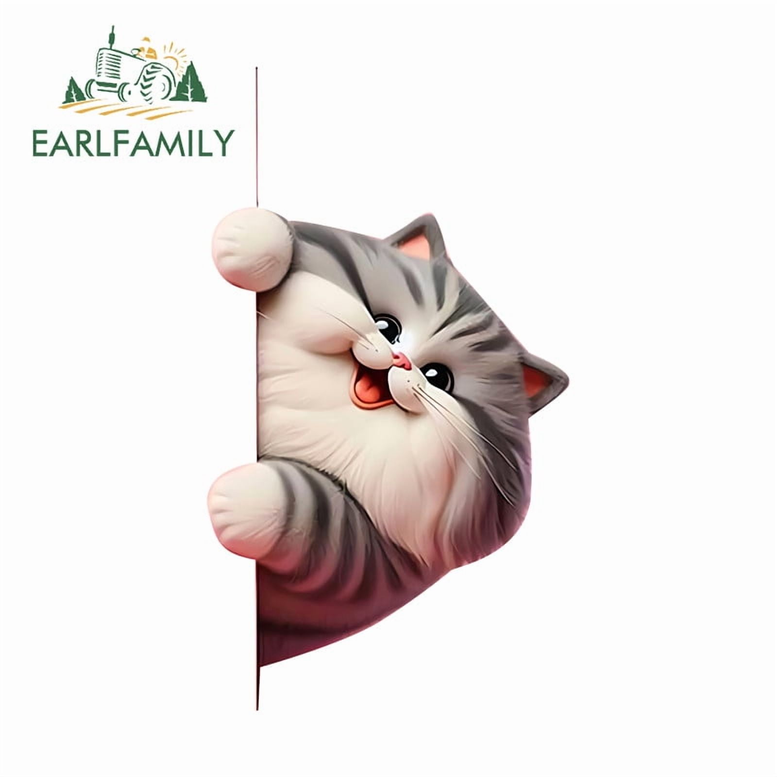 EARLFAMILY 5.1" Cat Peeker Chibi Car Stickers Waterproof Motorcycle ...