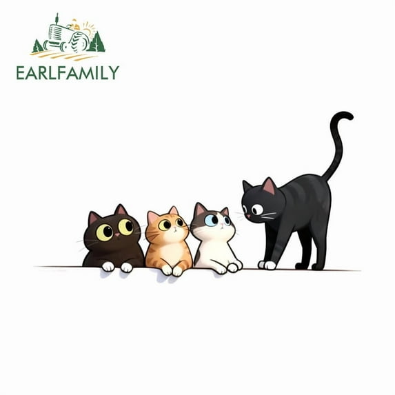 EARLFAMILY 5.1" Cats Cartoon Chibi Car Stickers Personality Motorcycle ...
