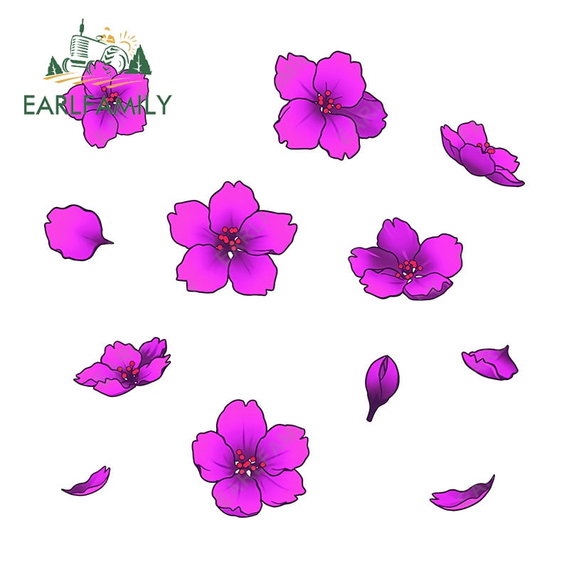 EARLFAMILY 5.1" Falling Red Sakura Cherry Blossom Car Stickers ...