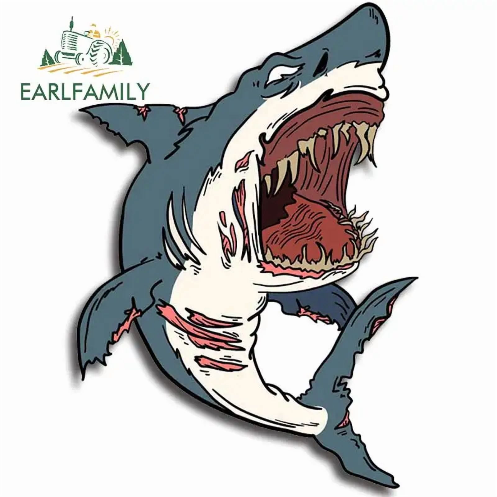 EARLFAMILY 5.1" For Zombie Shark Car Stickers Cartoon Fishbone Creative ...