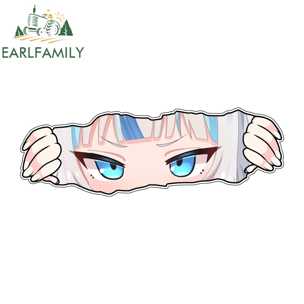 EARLFAMILY 5.1" Funny Gawr Gura Peeker Car Stickers Anime Girl Eye Slap ...