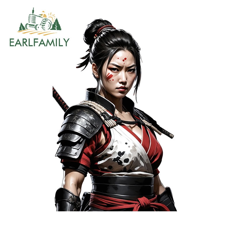 EARLFAMILY 5.1 Inch Armor Samurai Female Car Sticker Creative Artistic ...
