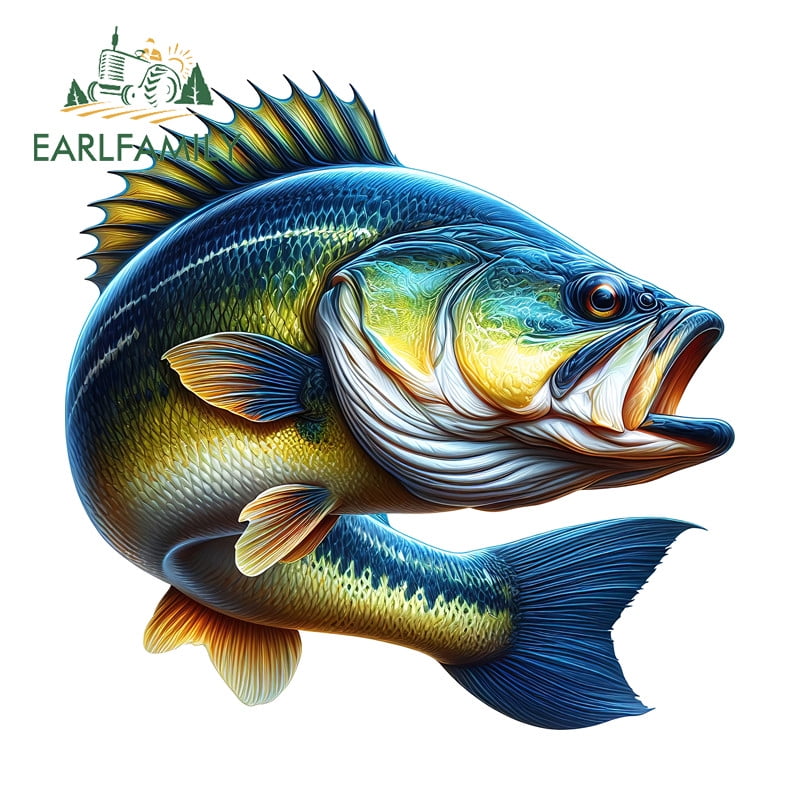 EARLFAMILY 5.1 Inch Bass Fish Car Stickers Personality Motorcycle ...