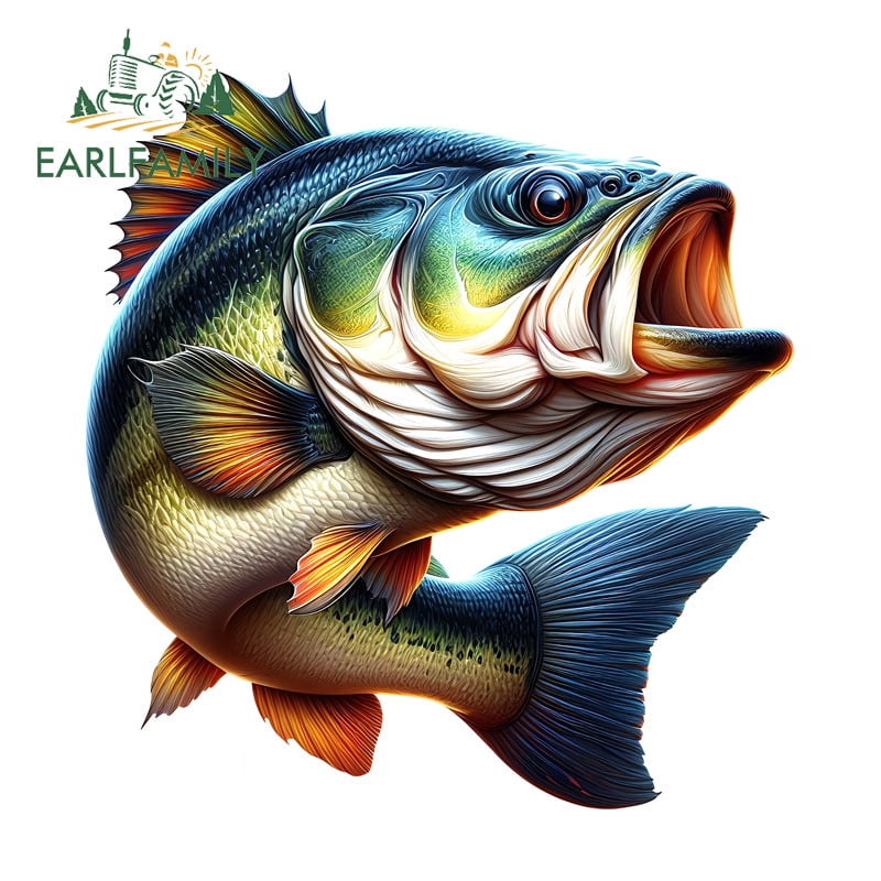 EARLFAMILY 5.1 Inch Bass Fish Car Stickers Personality Motorcycle ...