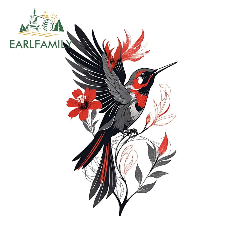 EARLFAMILY 5.1 Inch Birds and Flowers Car Stickers Personality ...