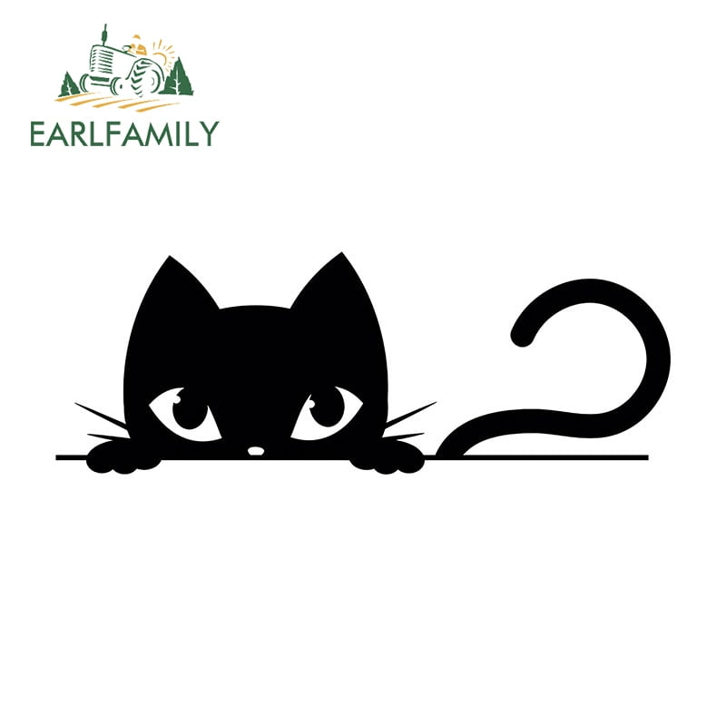 EARLFAMILY 5.1 Inch Black Cat Kawaii Peek Car Sticker Motorcycle Trunk ...