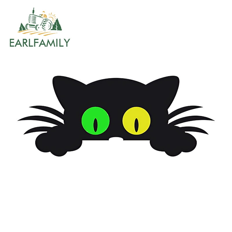 EARLFAMILY 5.1 Inch Black Cat Kawaii Peek Car Sticker Motorcycle Trunk ...